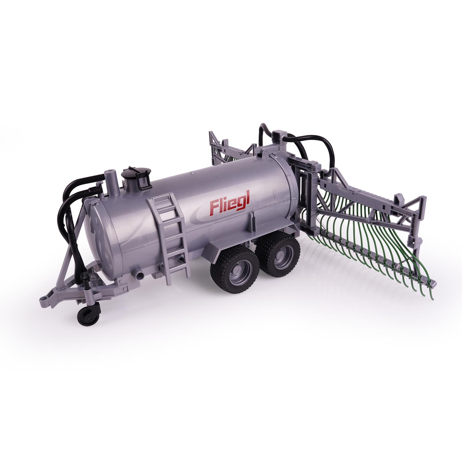 Steyr Fanshop. Fliegl barrel trailer with spread tubes